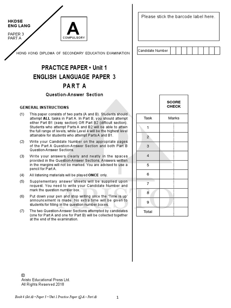 2018P3 4A U1 PracticePaper Answers | PDF