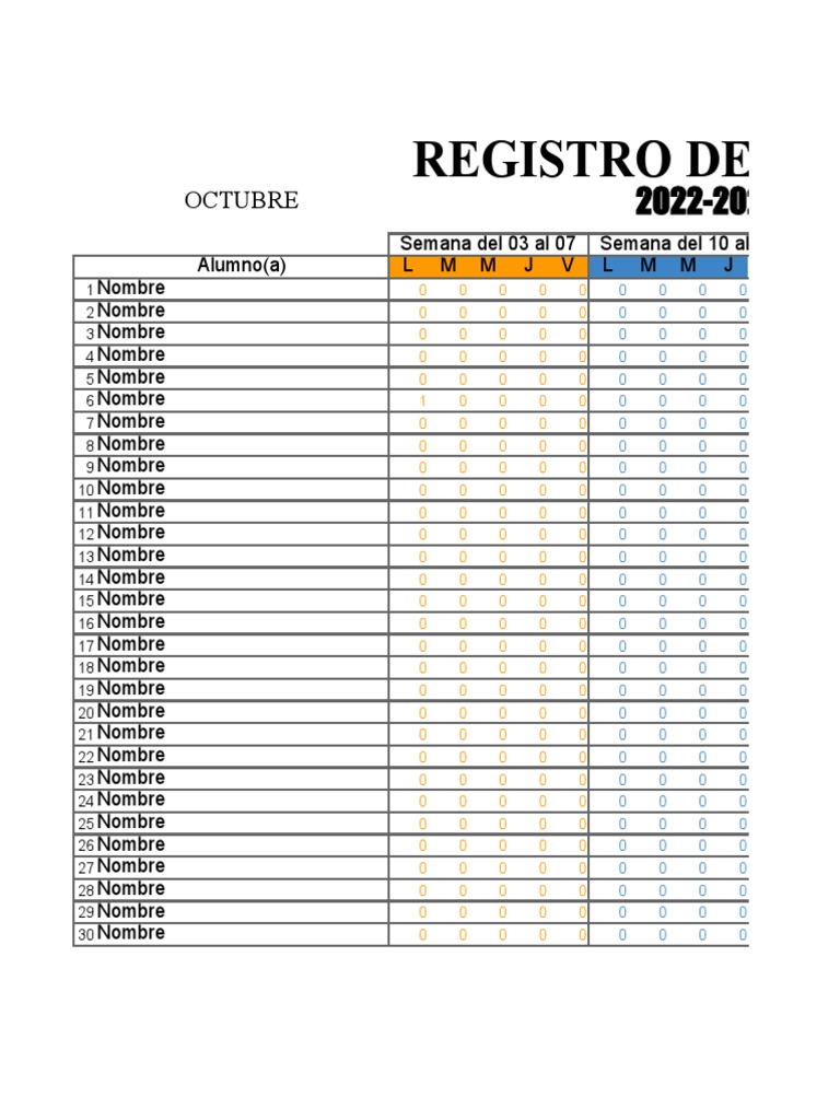 Registro de Asistencia 2022 2023 | PDF | Hogar, jardinería y bricolaje