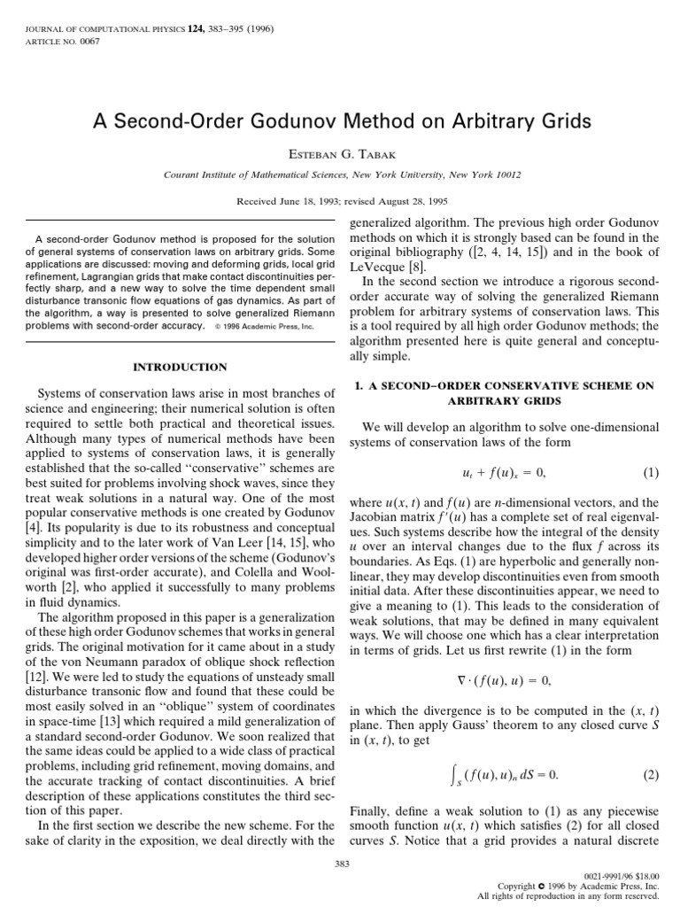 A Second-Order Godunov Method On Arbitrary Grids | PDF | Lagrangian Mechanics | Numerical Analysis