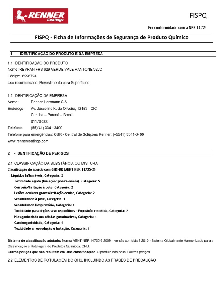 Fispq - 6296794 V09 - Revran FHS 629 Verde Vale Pantone 328C PDF | PDF ...