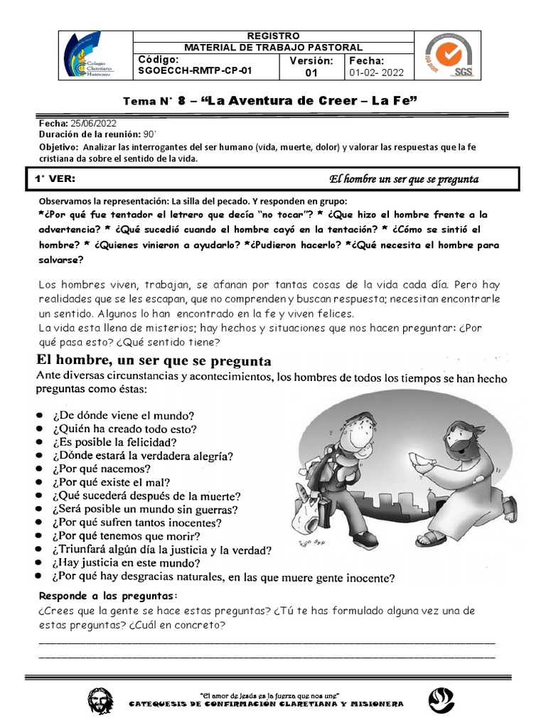 Tema 8 La Aventura de Creer La Fe | PDF | Fe | Creencia religiosa y doctrina