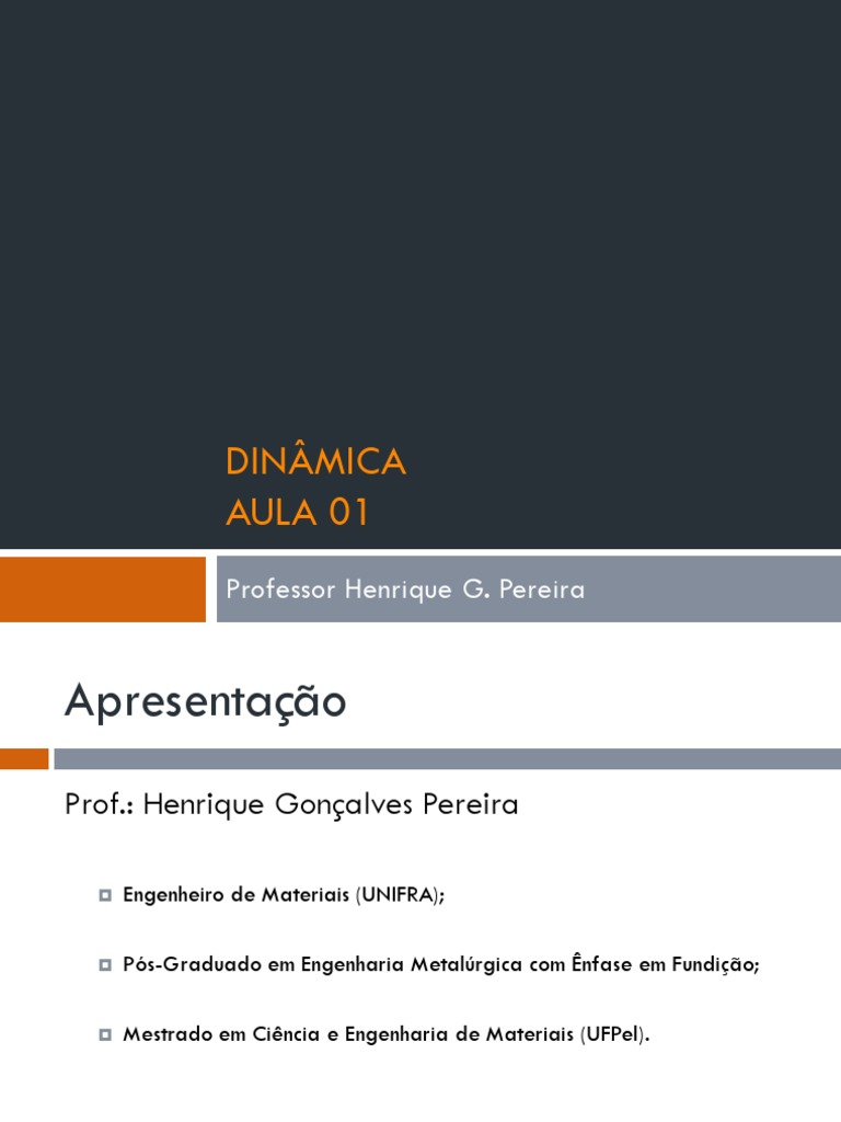 Mecânica II - Dinâmica - Aula 1 | Download grátis PDF | Iniciativa ...