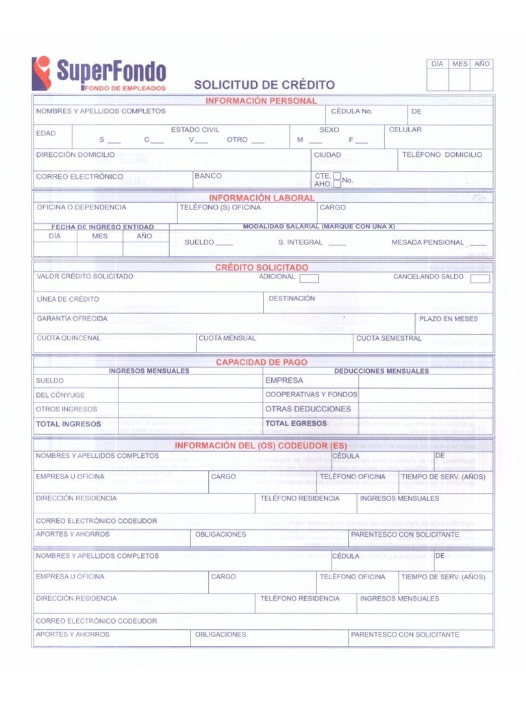 Formato Solicitud de Credito | PDF