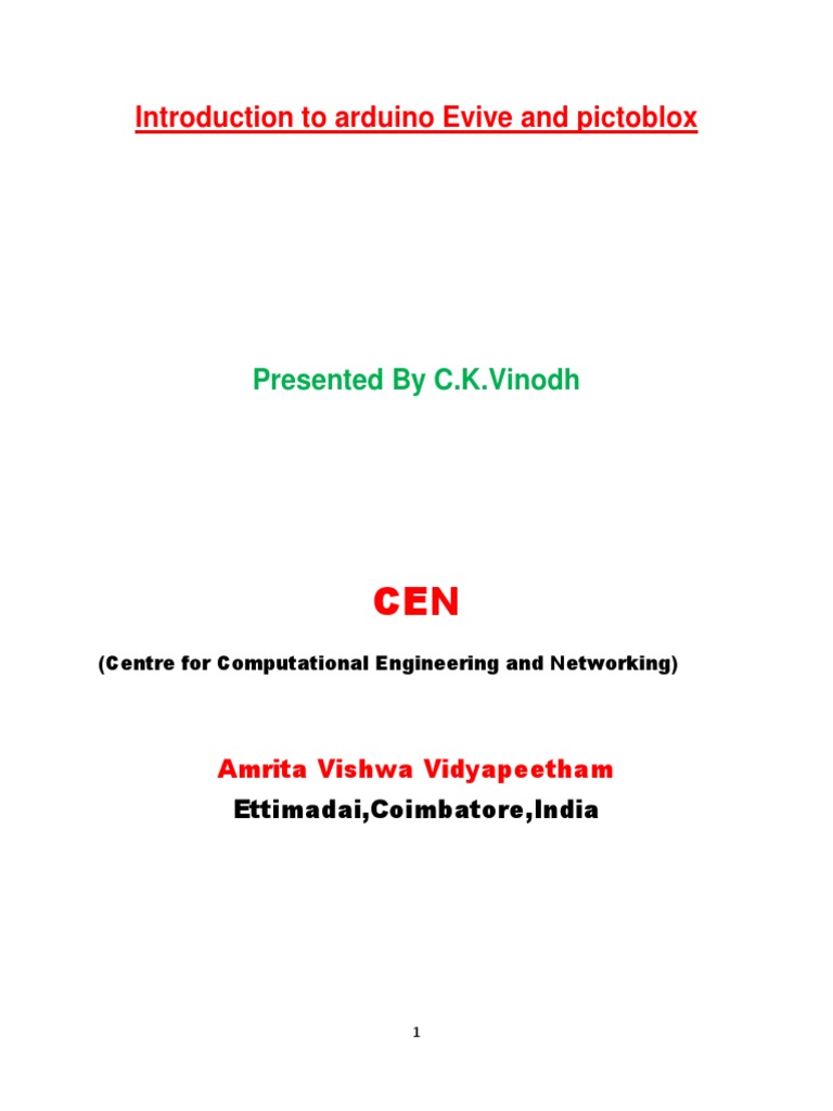 Introduction To Arduino, Pictoblox and Evive. | PDF | Sensor | Arduino