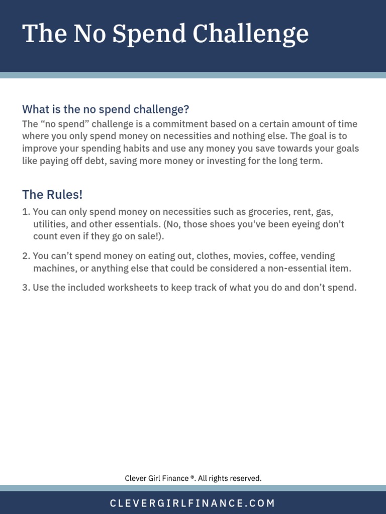 No Spend Challenge Overview and Tracker | PDF