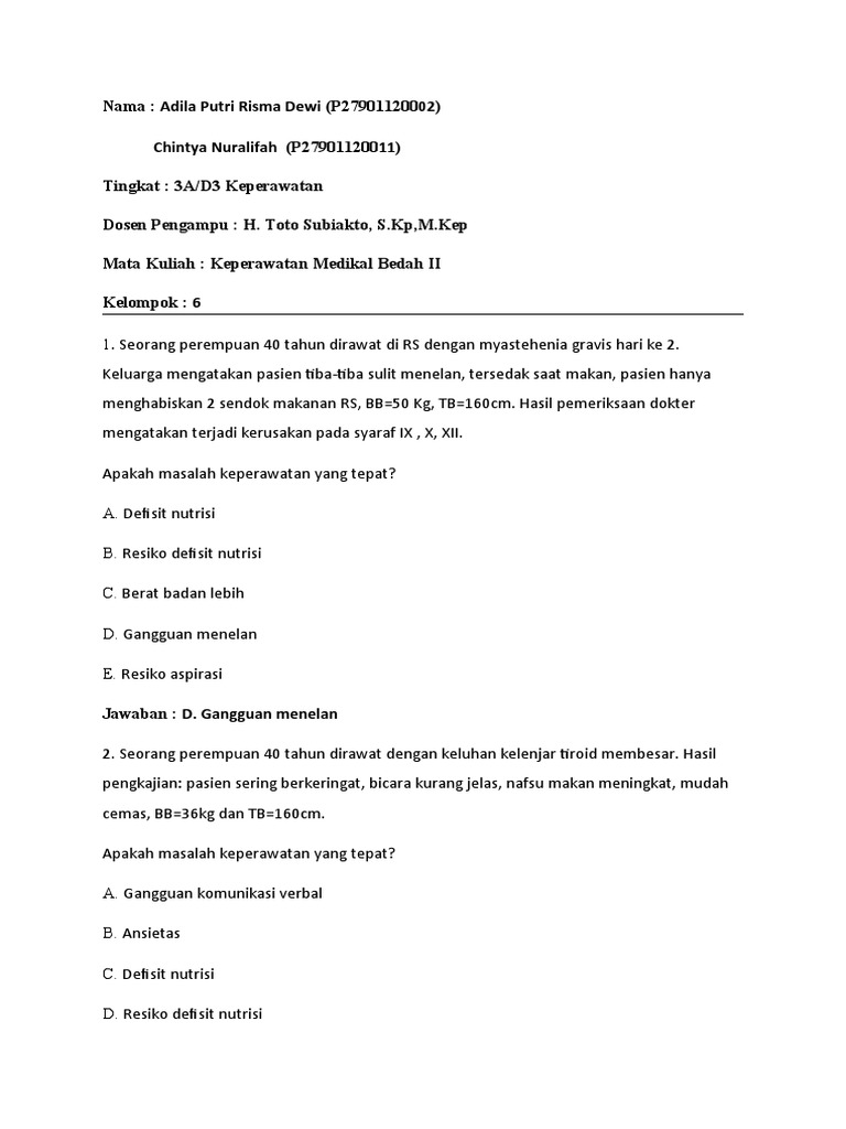 Soal KMB Ii Kel. 6 | PDF