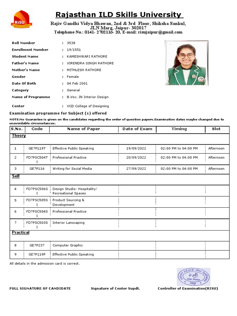 Admit Card | PDF