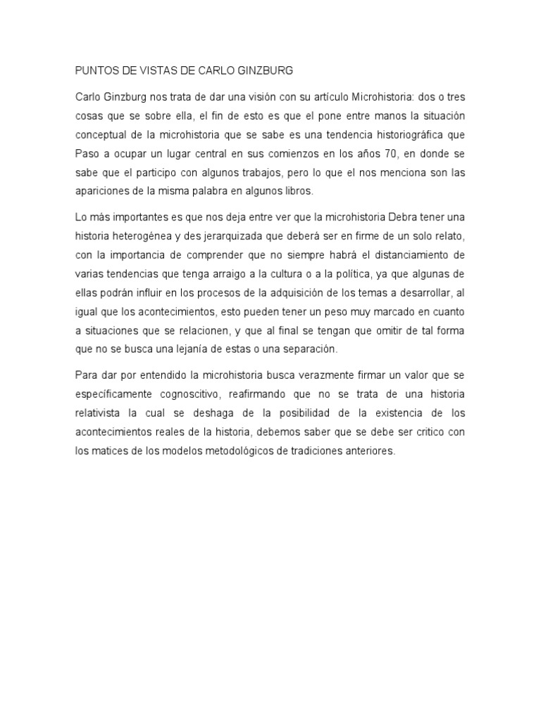 Carlo Ginzburg Artículo Microhistoria | PDF Carlo Ginzburg Artículo Microhistoria | PDF