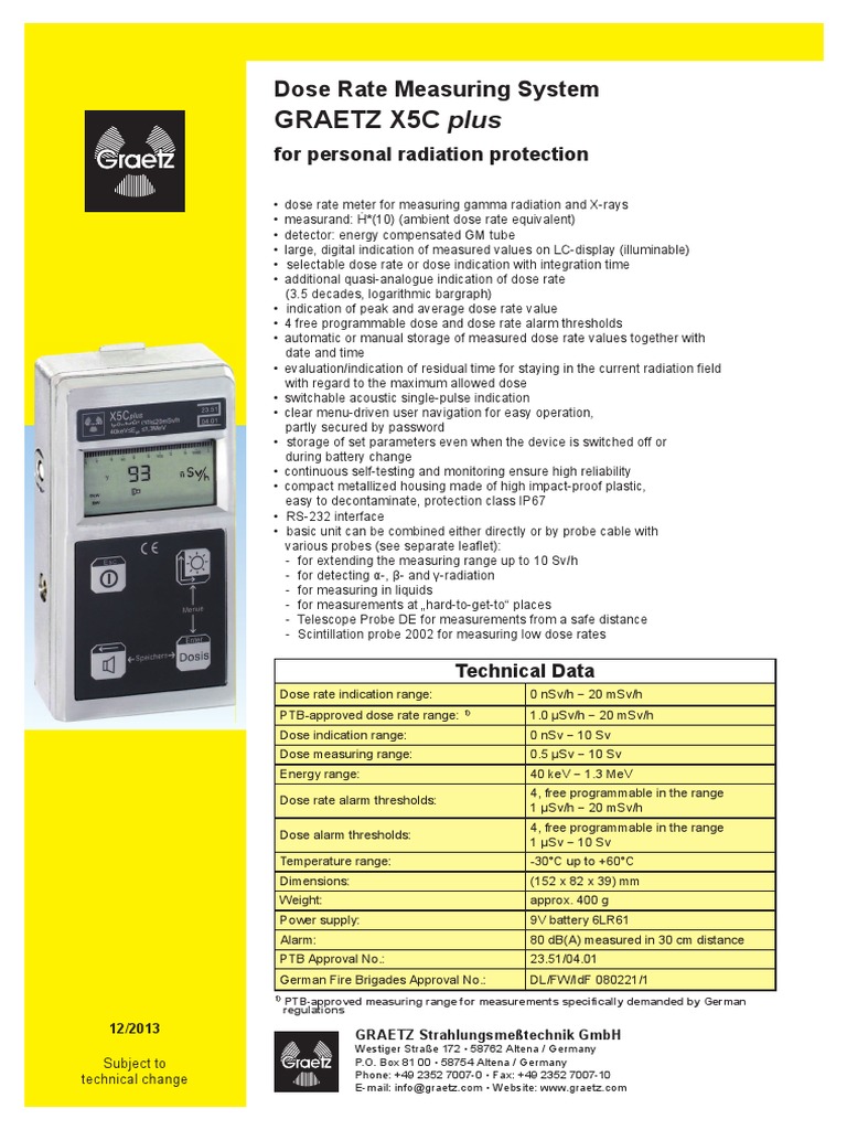 Medidor de Radiações Ionizantes GRAETZ | PDF | Absorbed Dose | Physical ...