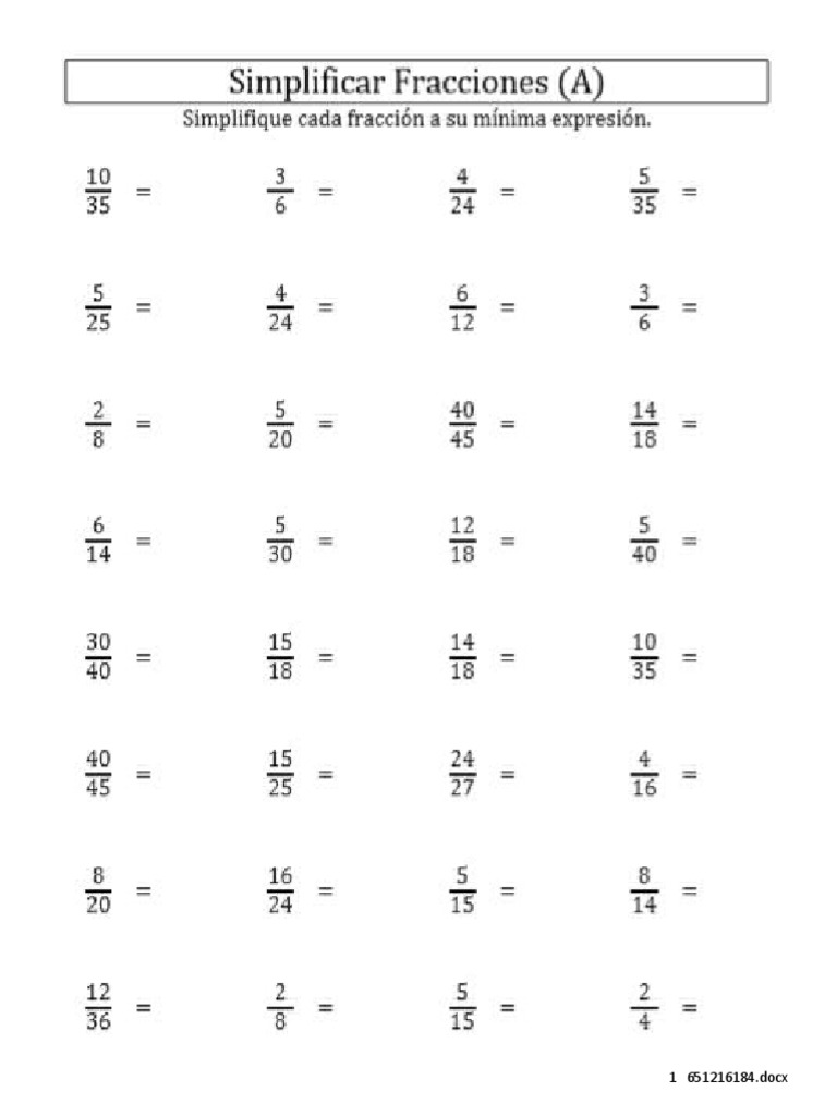 Simplificar Fracciones | PDF