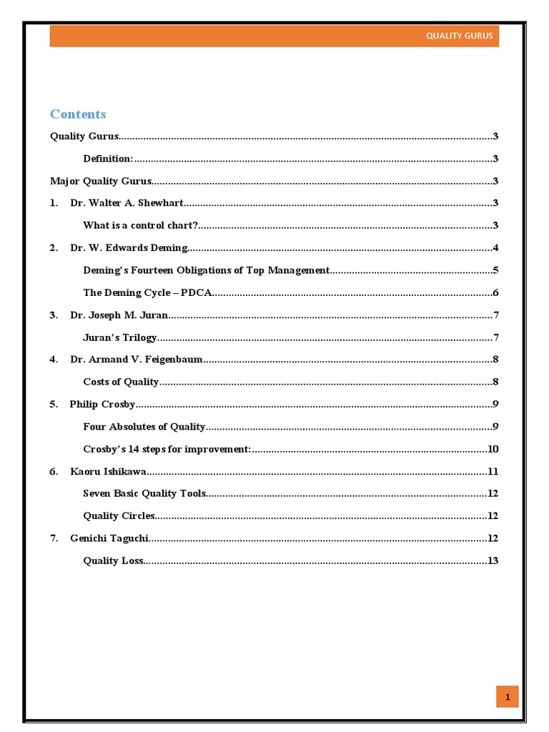 Quality Gurus: Key Concepts & Leaders | PDF | Quality | Business