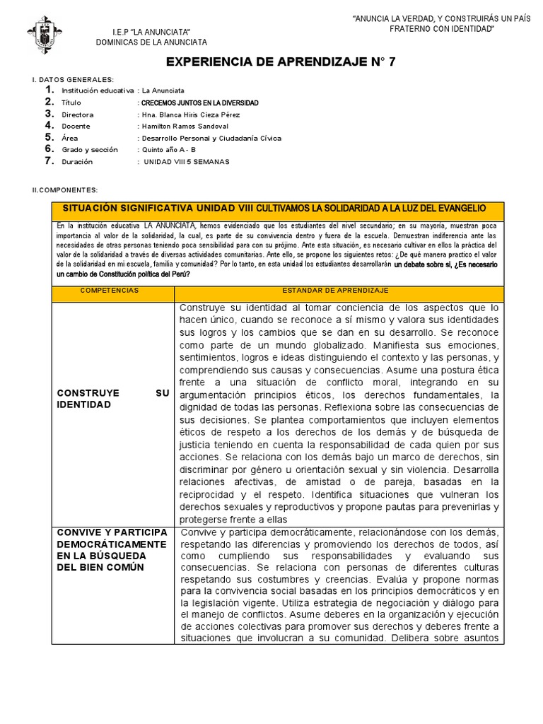 DPCC 5° | PDF | Aprendizaje | Evaluación