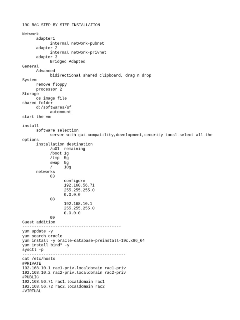 Step by Step Rac Installation | PDF | Installation (Computer Programs) | Oracle Corporation