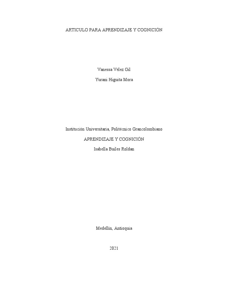 Articulo para Aprendizaje y Cognición | PDF | Ciencias sociales