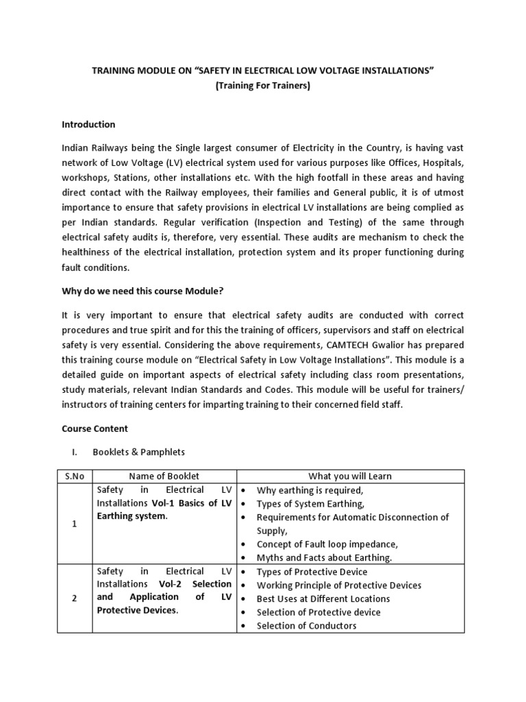 Electrical Safety Course Module | PDF | Electrical Wiring | Electrical ...