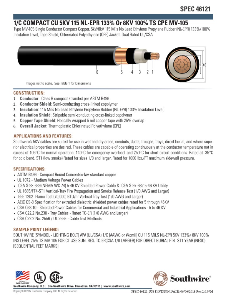 ESPECIFICACION - Souhtwire 5KV - Cables Oferta TTech-El Chaure | PDF
