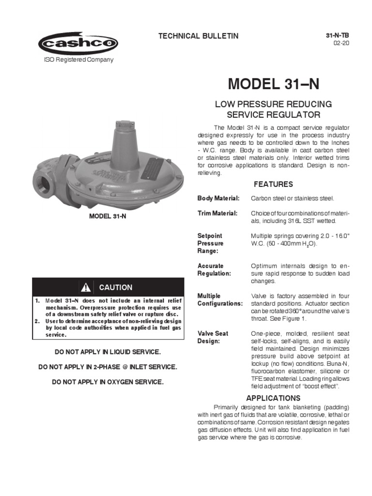 Cashco Model 31-N Regulator Overview | PDF | Valve | Pipe (Fluid ...