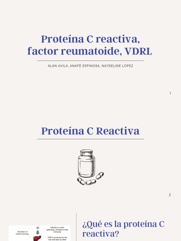 Proteína C Reactiva, Factor Reumatoide, VDRL PDF | PDF | Proteína C-reactiva | Epidemiología