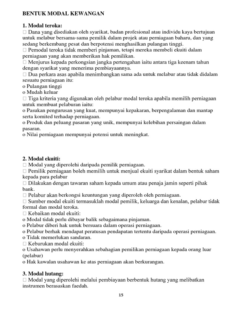 Bentuk Modal Kewangan | PDF