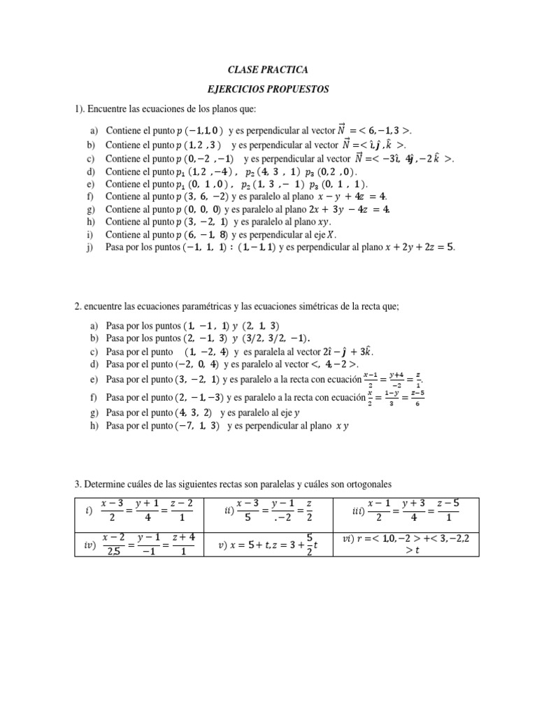 CLASE PRACTICA. de Planos | PDF | Geometria plana) | Vector Euclidiano