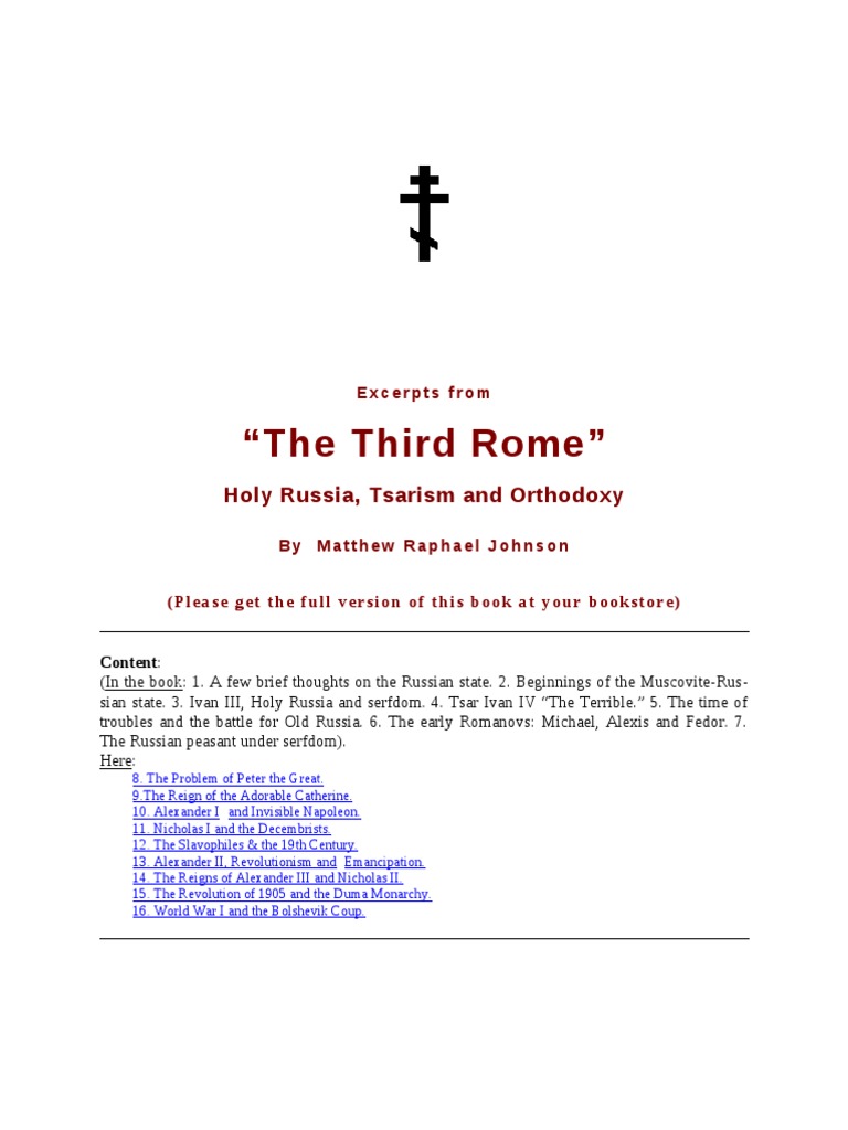 The 3rd Rome - Matthew Raphael Johnson (Excerpts) PDF | PDF | Catholic ...