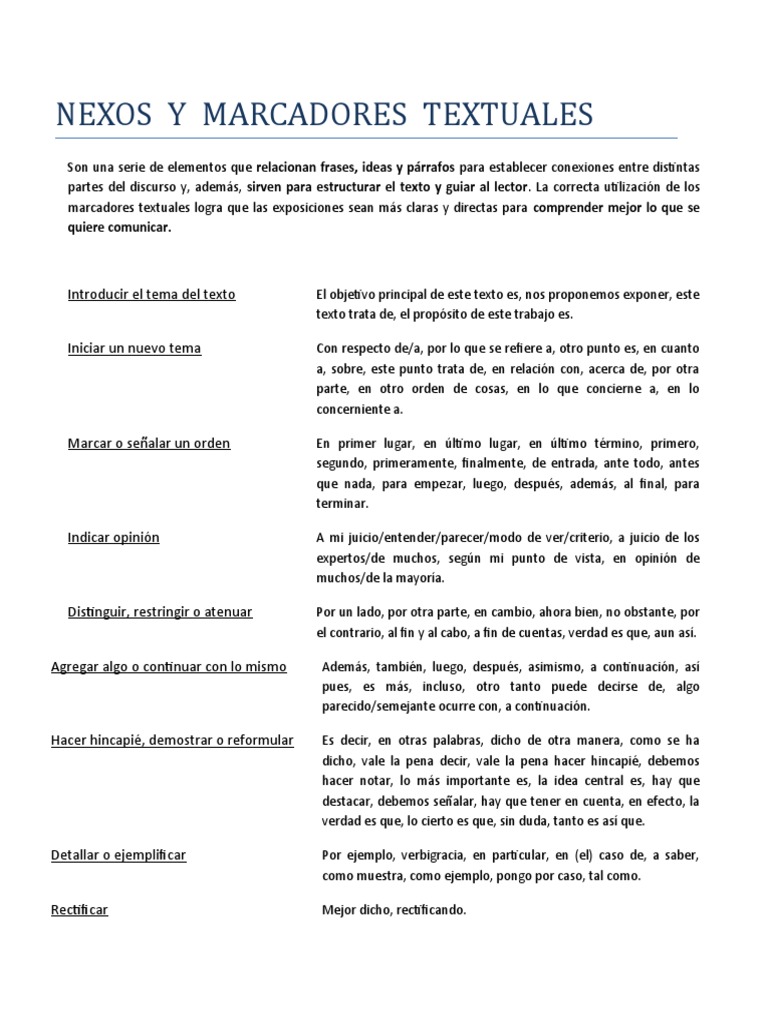 Nexos y Marcadores Textuales | PDF | Verdad