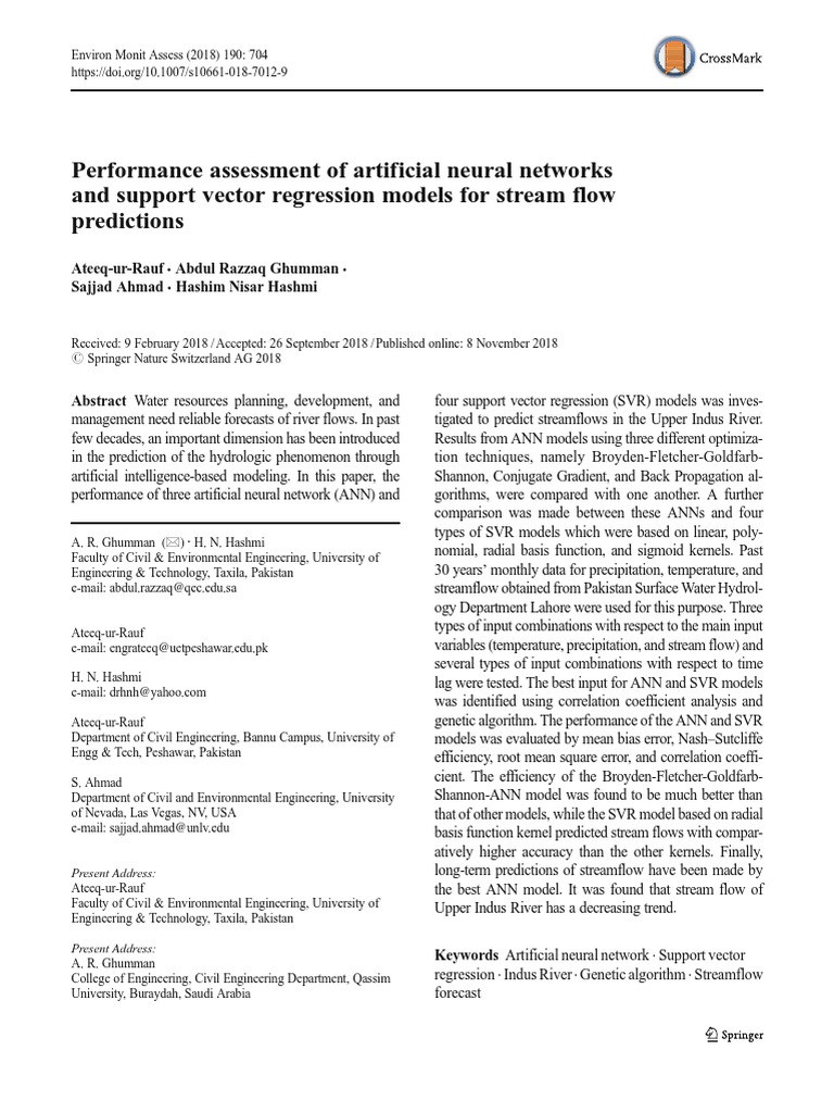 Streamflow Prediction with ANN and SVR | PDF | Regression Analysis ...