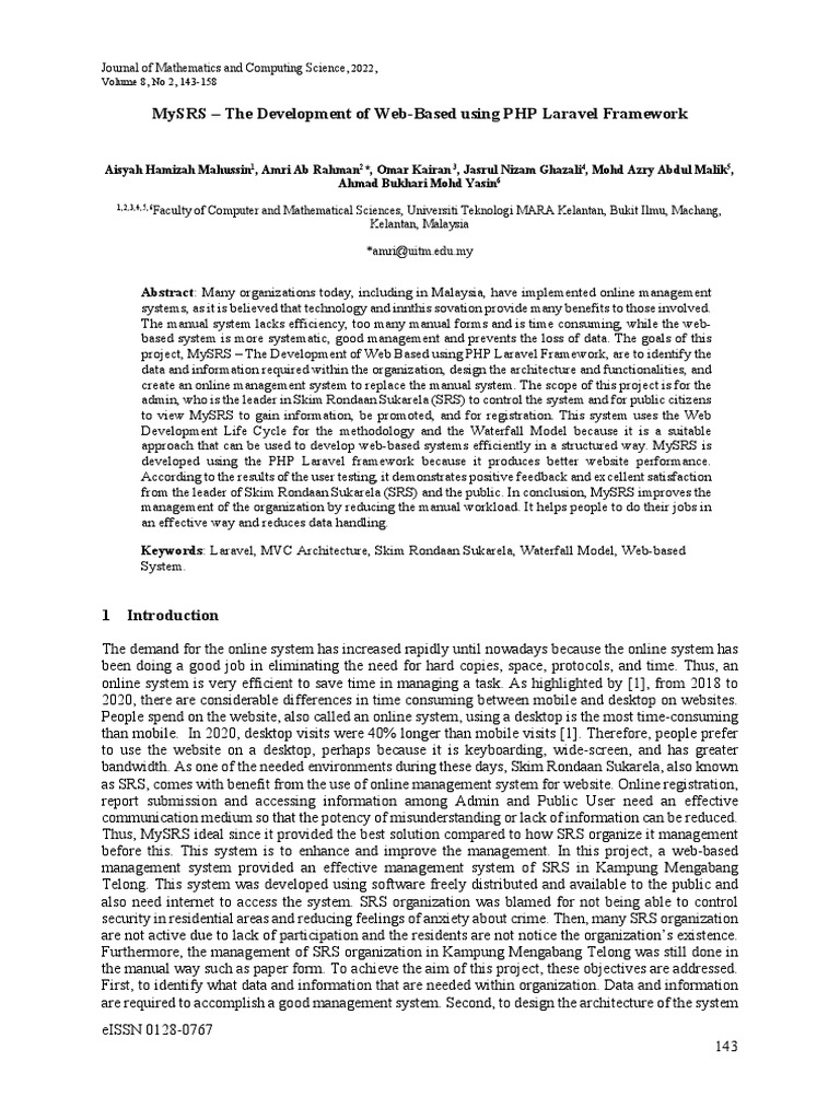 152-Article Text-385-1-10-20221231 | Download Free PDF | Model–View–Controller | Dynamic Web Page