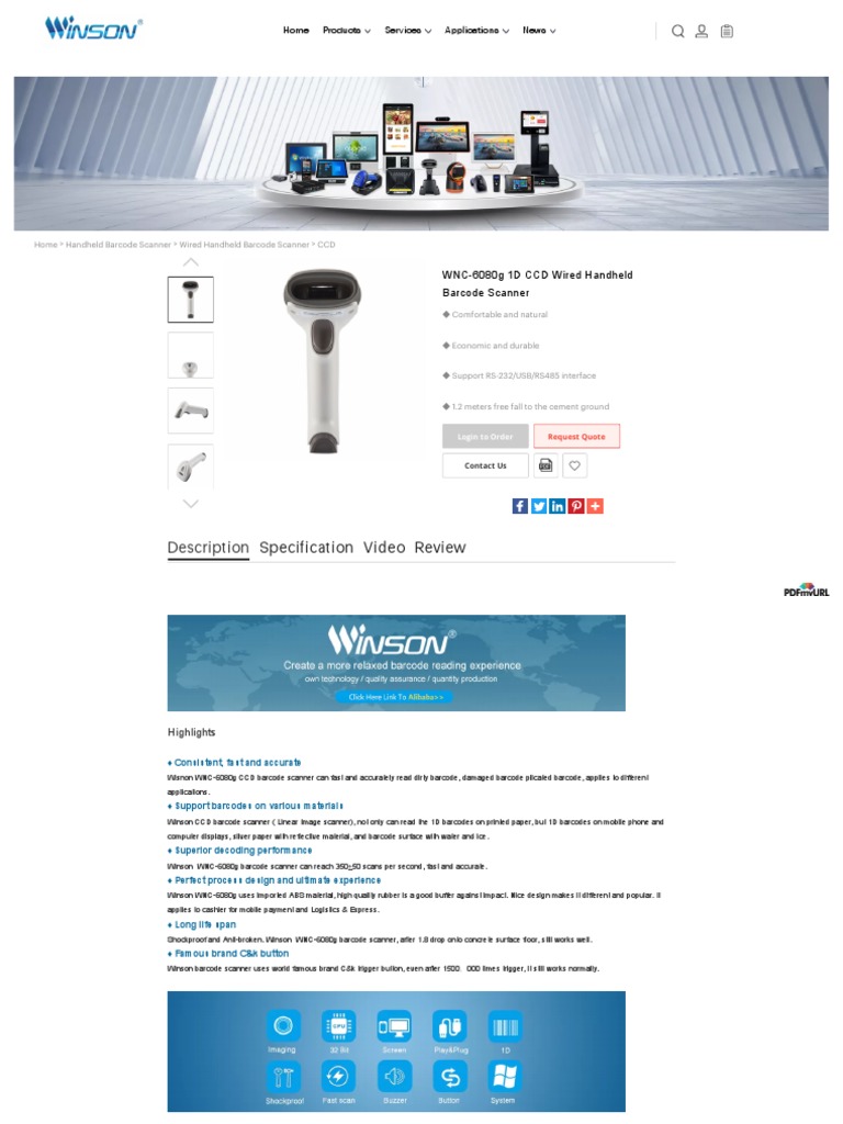Winsonchina - Com - Products - WNC 6080g 1d CCD Wired Handheld Barcode ...