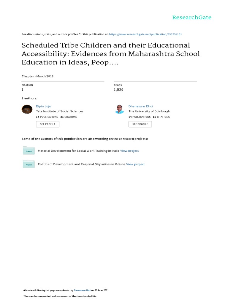 Scheduled Tribe Children and Their Educational Accessibility: Evidences ...
