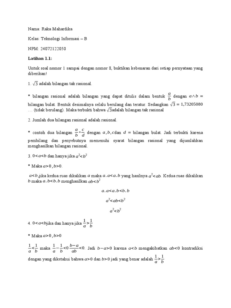 Latihan Matematika Rasional-Irasional | PDF