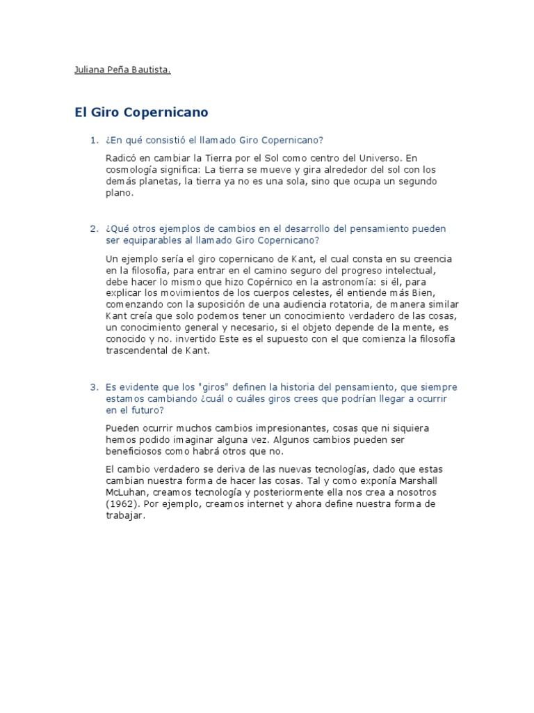 El Giro Copernicano en Filosofía | PDF | Filosofía