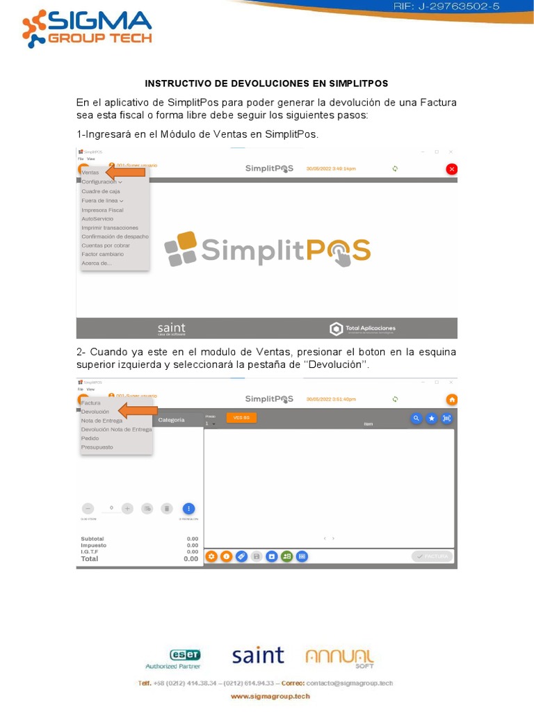 Instructivo Sobre Devolucion en Simplitpos | PDF | Informática