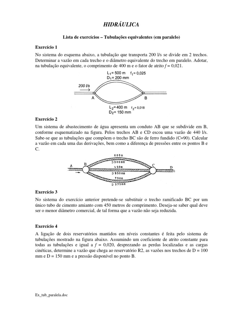 HIDRA - Exerc. Tub. Equiv - PARALELA | PDF