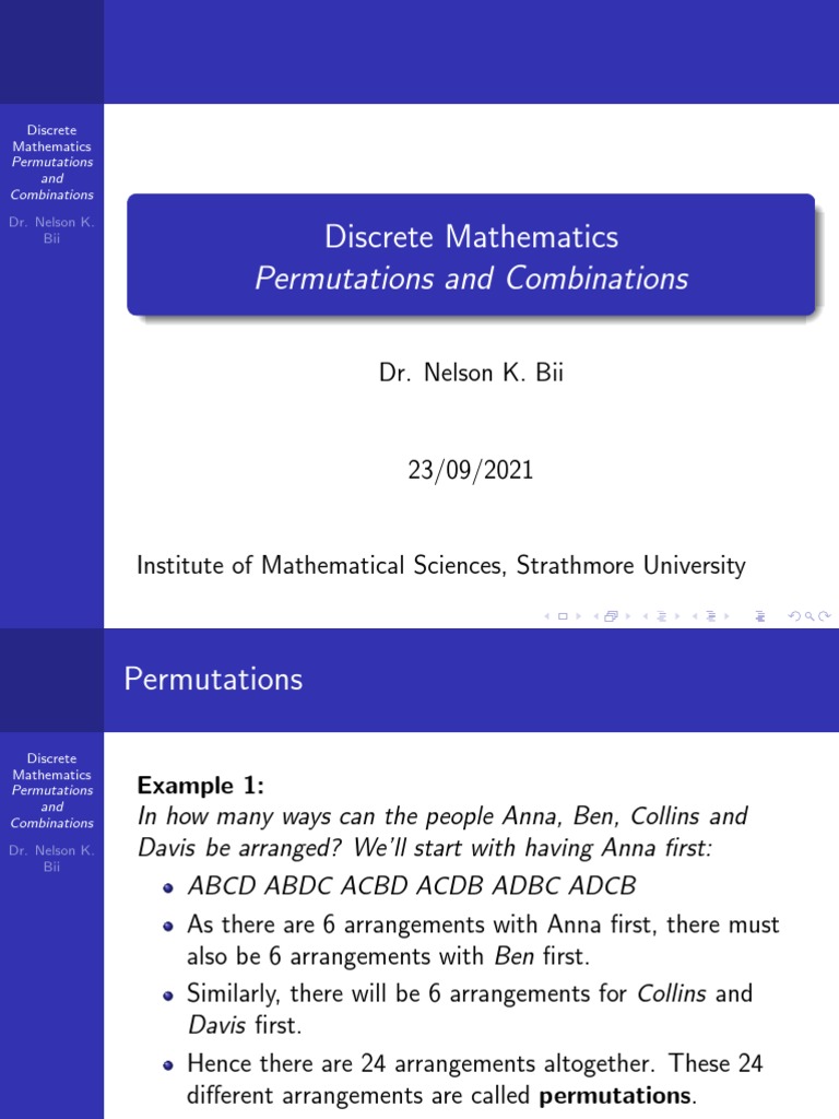 Discrete Math: Permutations & Combinations | PDF | Permutation | Mathematical Concepts