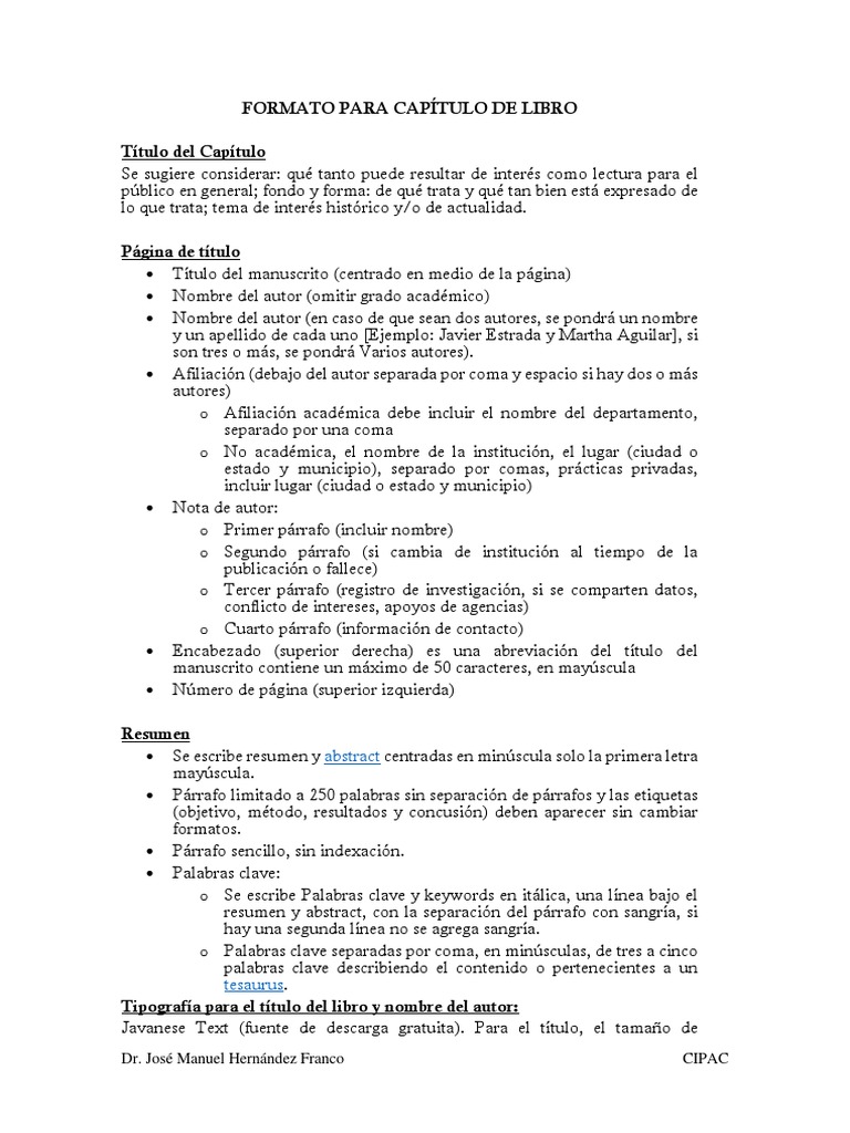 FORMATO PARA CAPÍTULO DE LIBRO | PDF