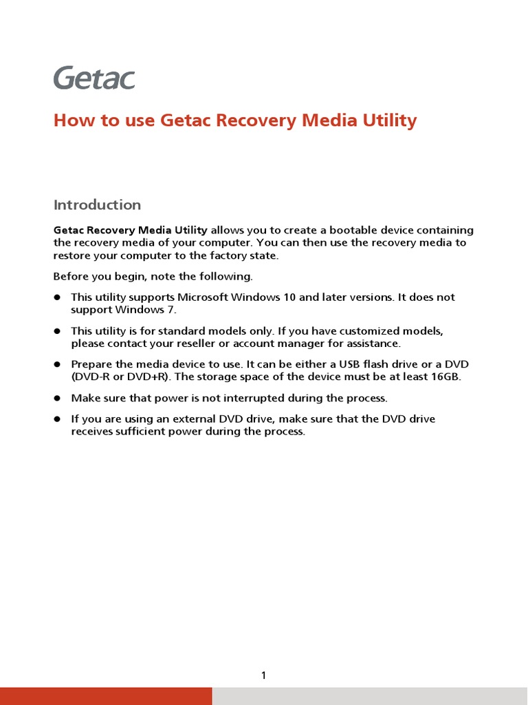 Recovery Media Utility Guide | PDF | Microsoft Windows | Installation ...