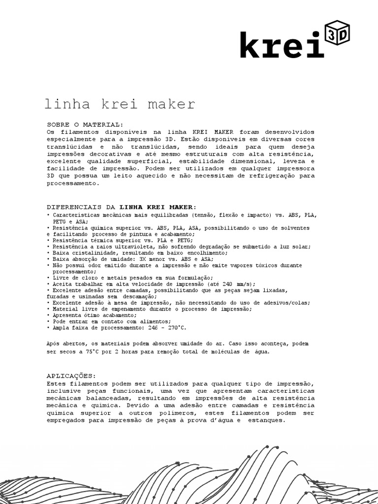 Krei Maker | PDF | Impressão 3D | Materiais