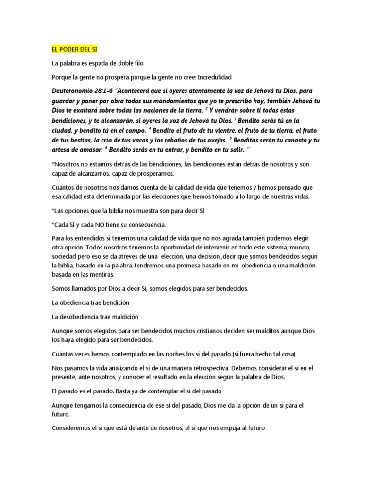 El Poder Del Si | Descargar gratis PDF | Moisés | Libro de Deuteronomio