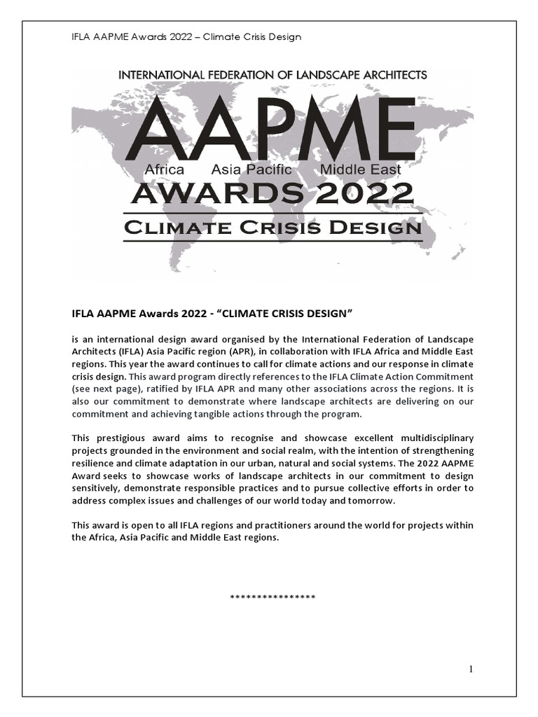 IFLA AAPME Awards 2022 - FINAL | PDF | Architecture | Landscape Architecture