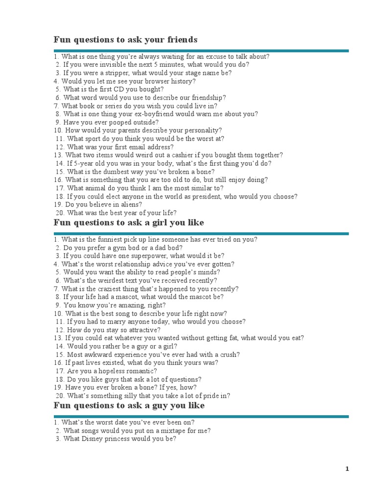 Interesting Questions To Ask Your Friends