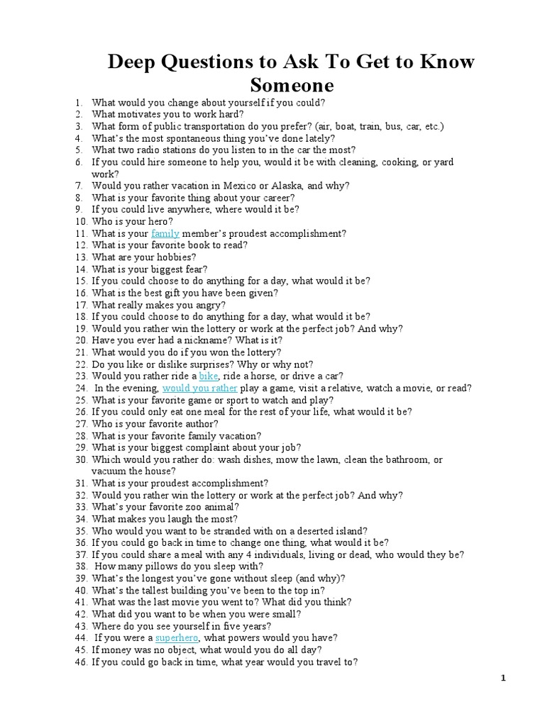 Deep Questions | Download Free PDF | Extraversion And Introversion ...