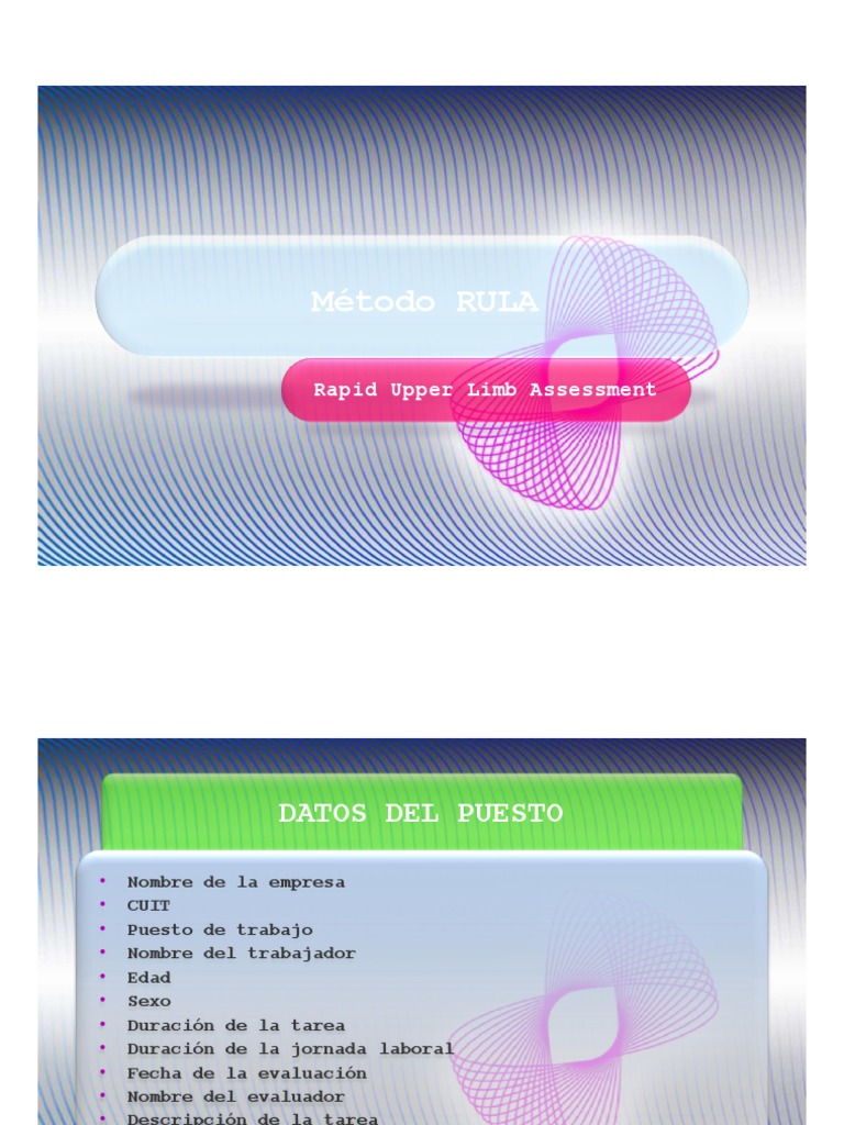 Método RULA - Forma de Aplicación - Diapositivas PDF | PDF