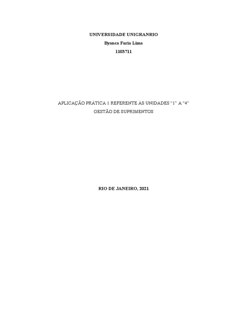 AP1 - Gestão de Suprimentos PDF | PDF | Demanda