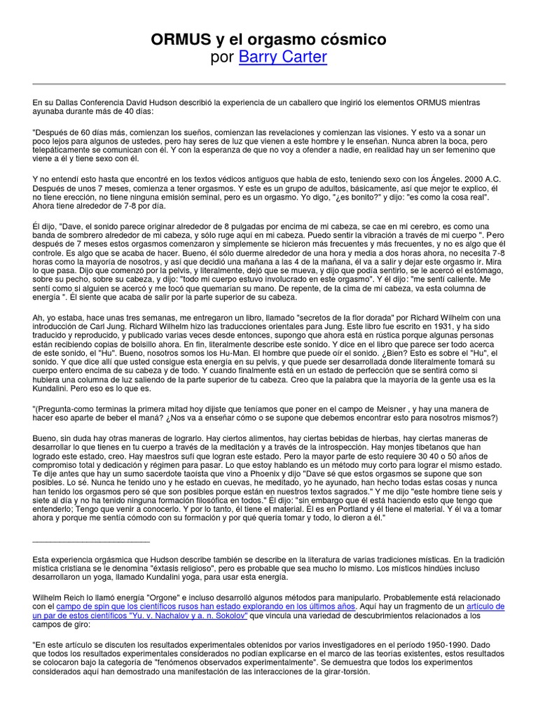 ORMUS y El Orgasmo Cosmico PDF | PDF | Amor | Misticismo