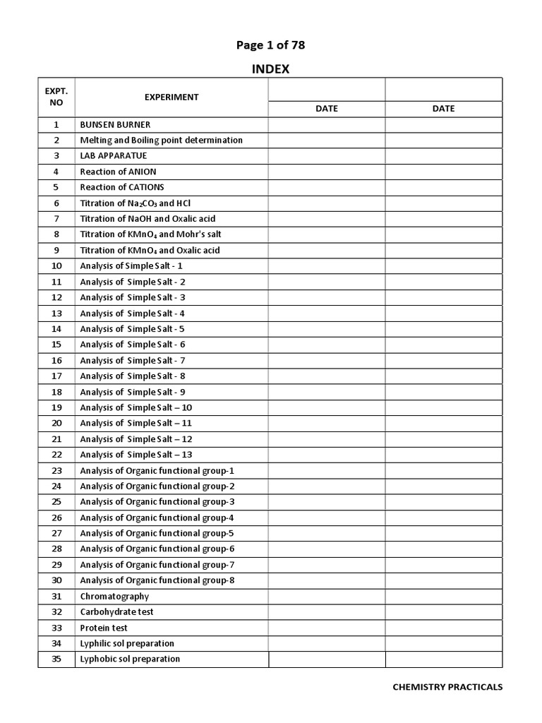 Chemistry Record Book 2021-23 PDF | PDF | Salt (Chemistry) | Titration