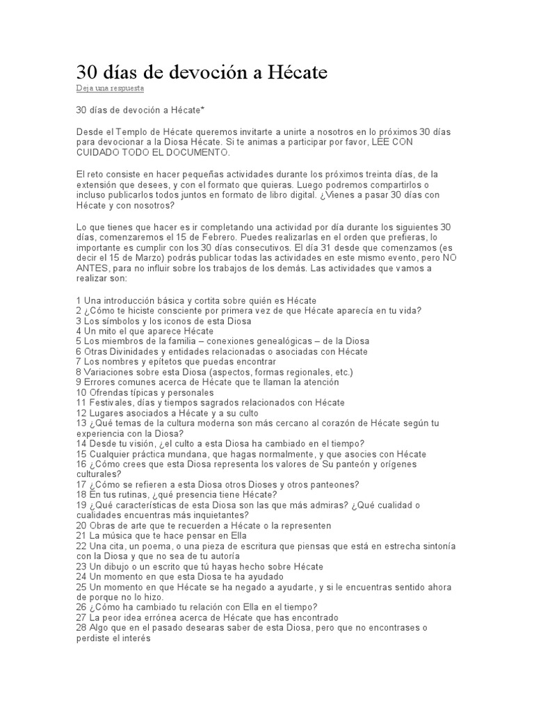 30 Días de Devoción A Hécate | PDF