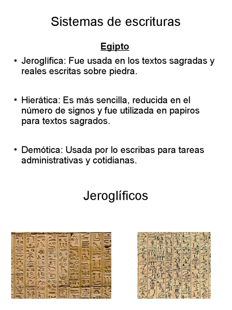 Los sistemas de escritura del antiguo Egipto y Mesopotamia: Jeroglífica ...