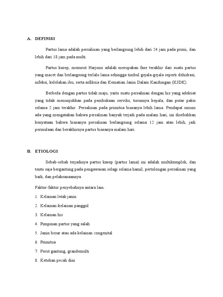 Penyebab dan Penanganan Partus Lama | PDF | Sains & Matematika