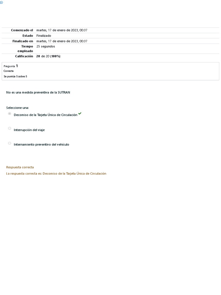 1.4. Autoevaluación 1. - Revisión Del Intento TRANSPORTE | PDF